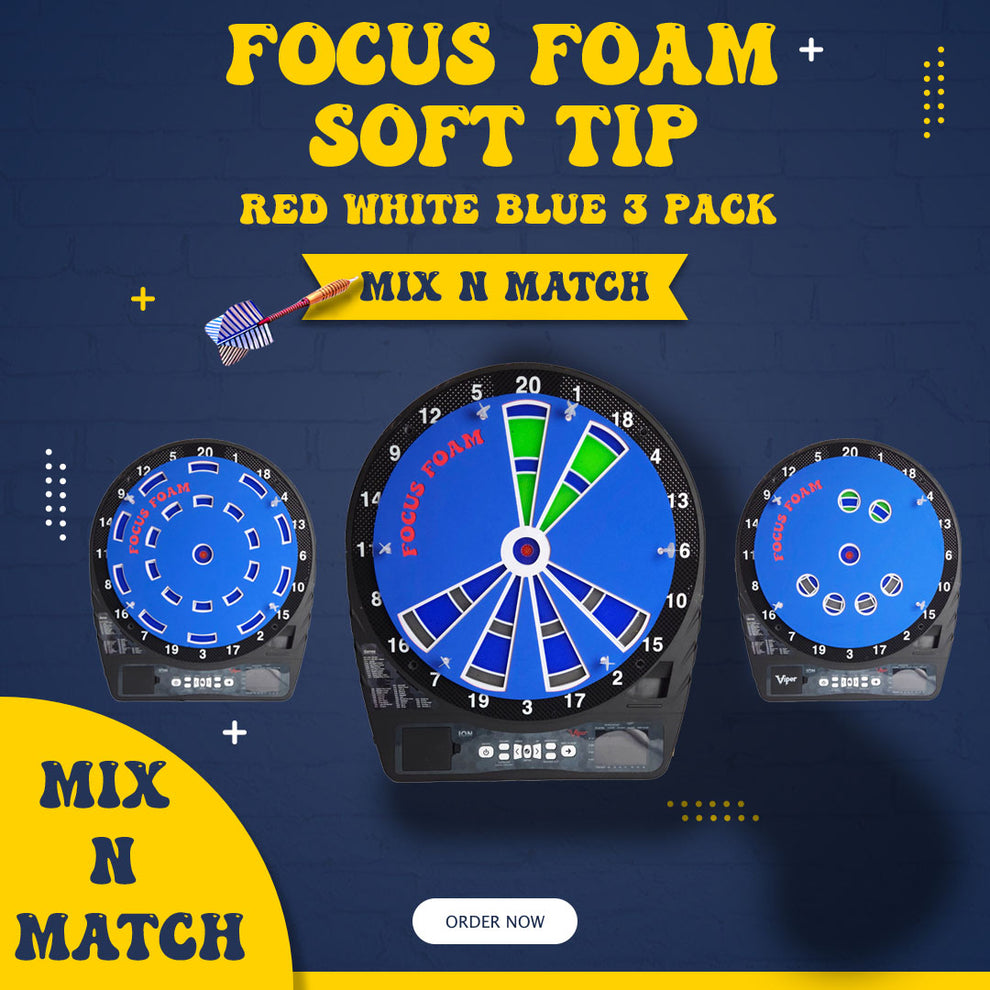 Soft Tip 3-Pack - Red, White, Blue - Dartboard Overlays (15.5") – Focus ...